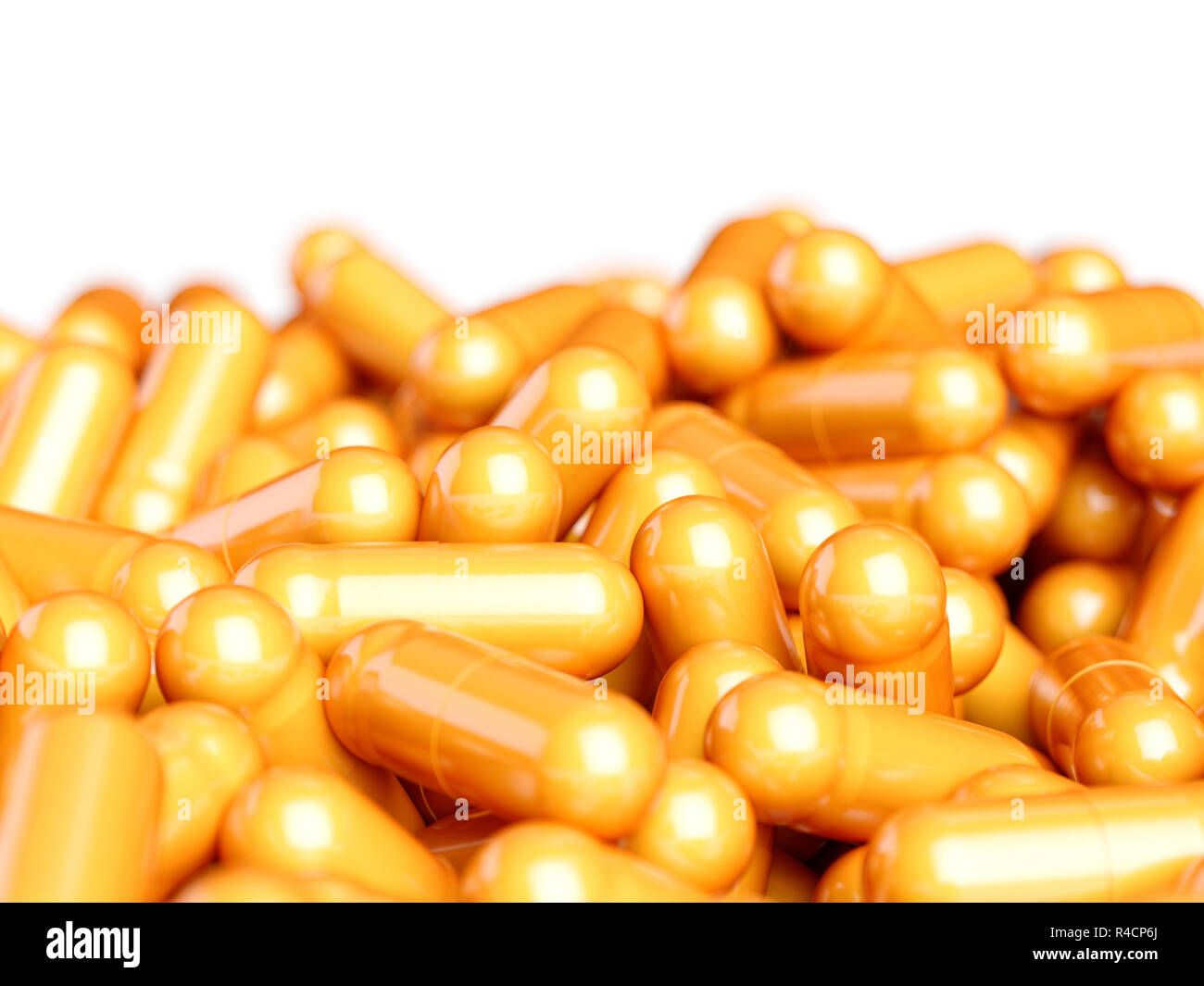 Orange pills capsule tablets background. Healthcare and illness concept ...
