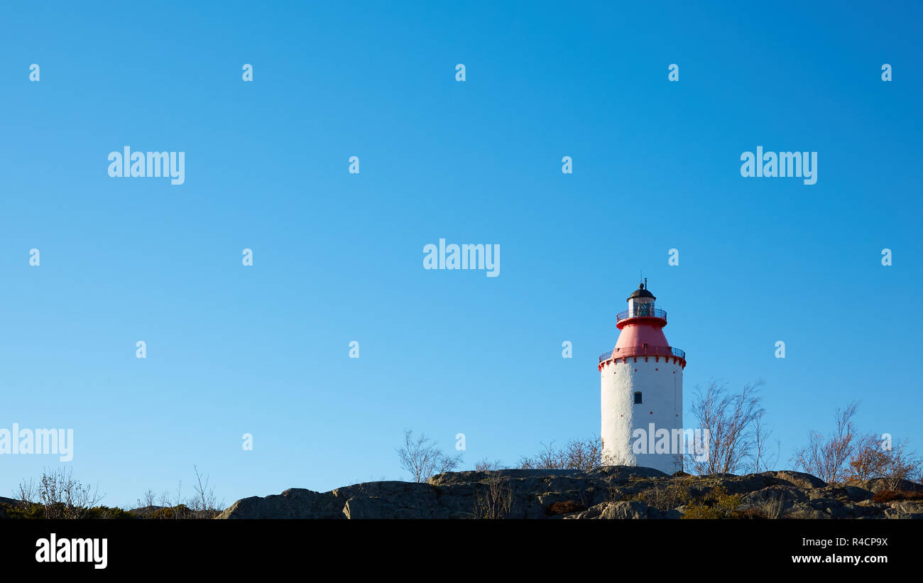 Lighthouse in Swedish village Landsort on the island of Oja Stock Photo ...