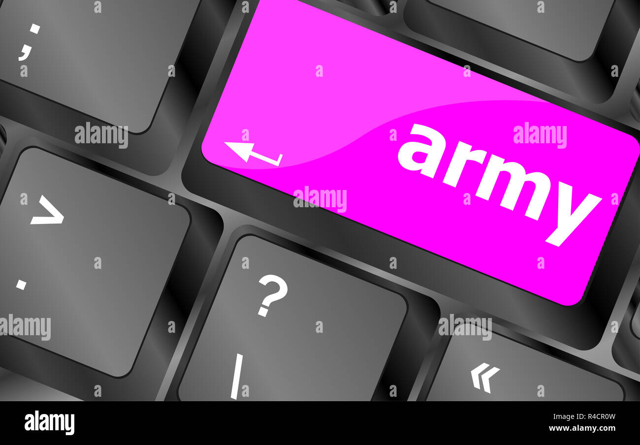 Keyboard with enter button, army word on it Stock Photo - Alamy