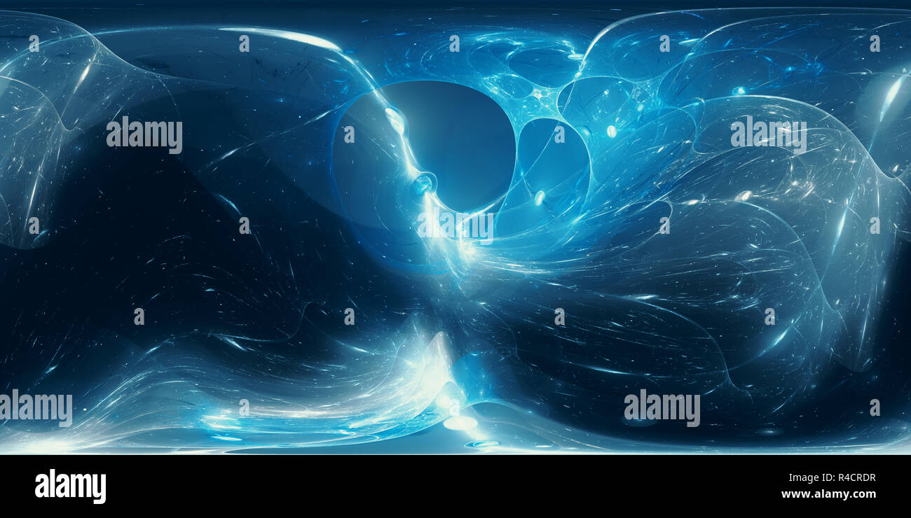 Blue glowing multidimensional energy force field panorama, computer ...