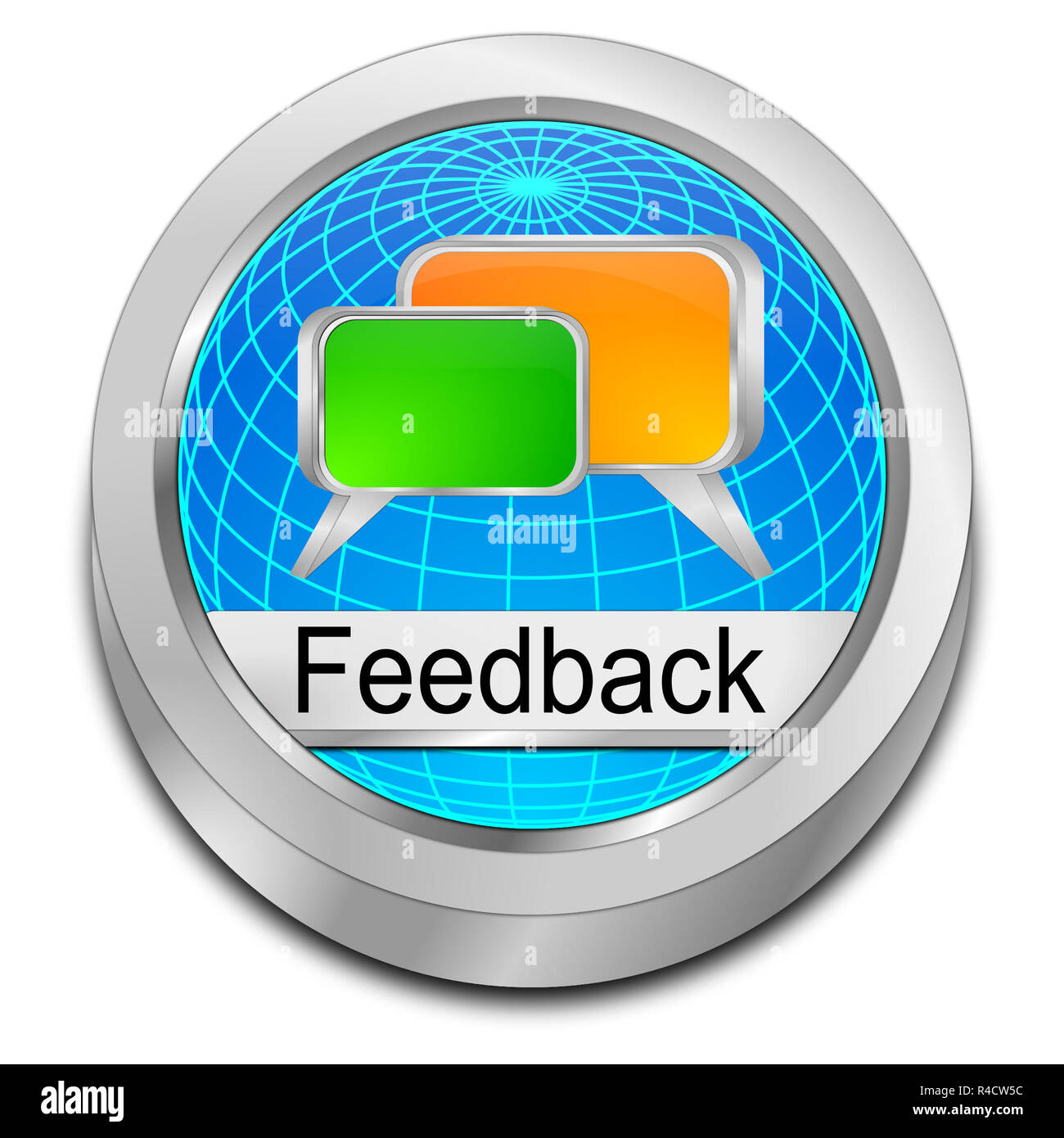 decorative blue feedback button - 3D illustration Stock Photo - Alamy