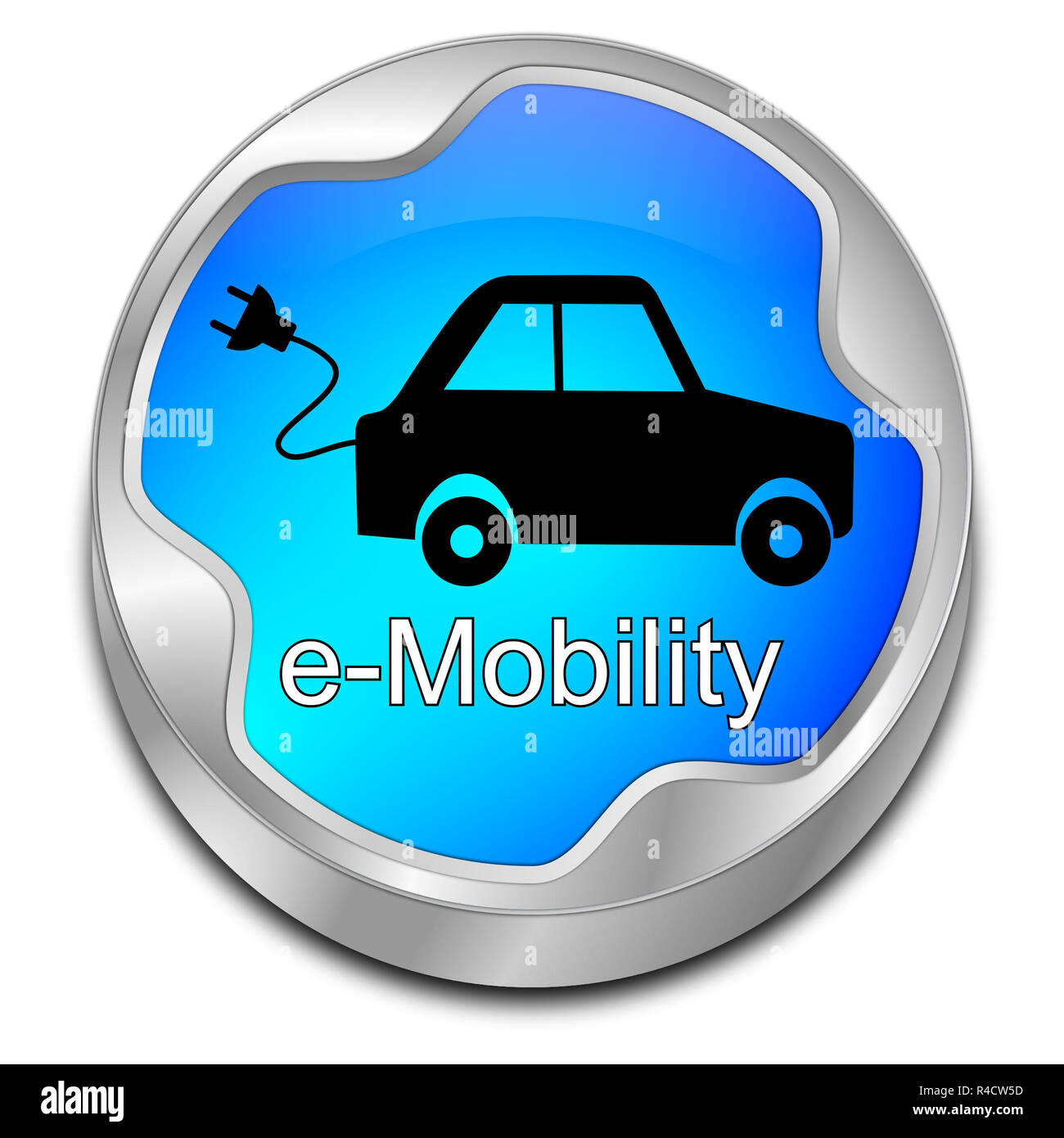 glossy blue e-Mobility Button - 3D illustration Stock Photo - Alamy