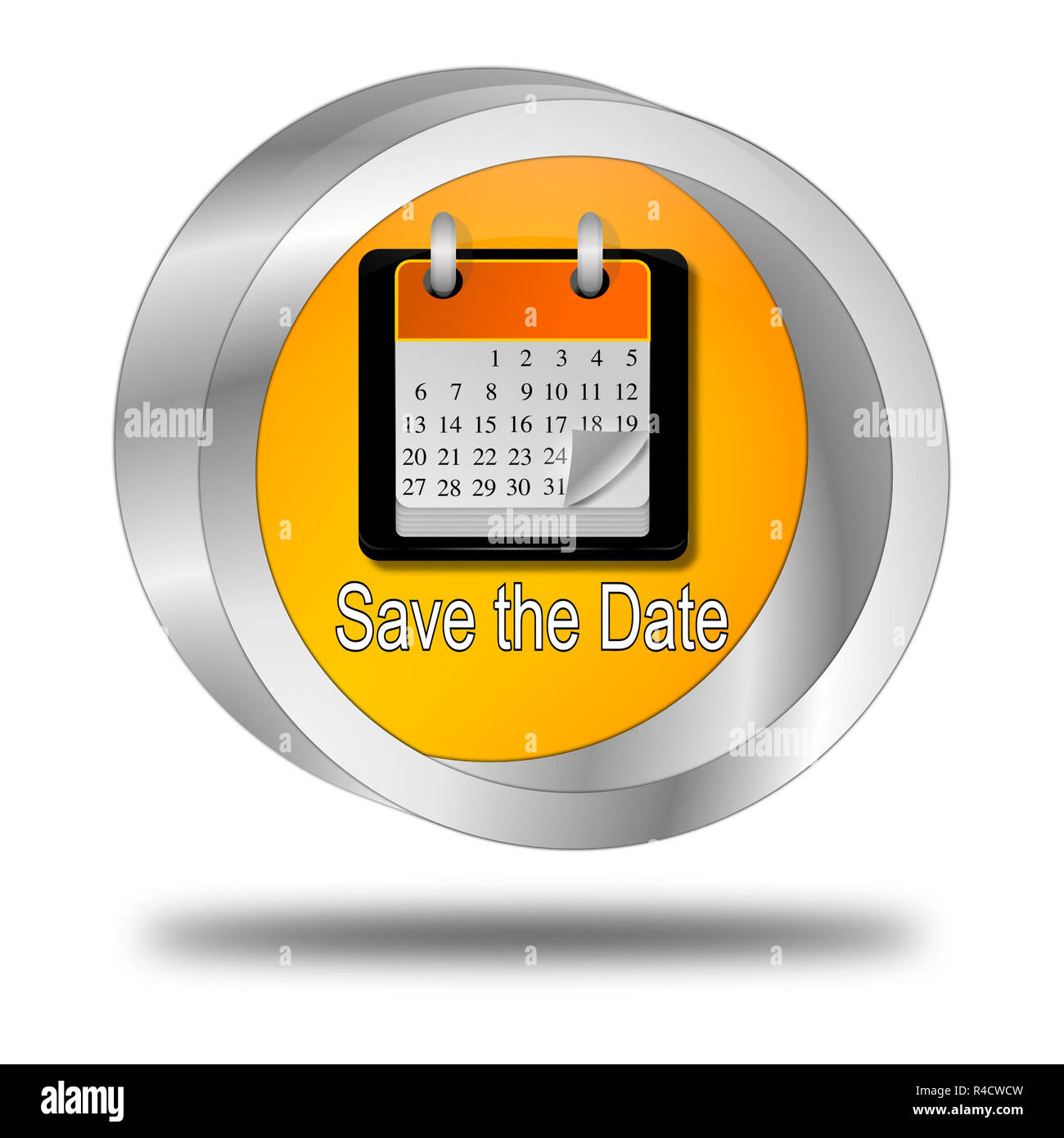 orange Save the Date Button - 3D illustration Stock Photo - Alamy