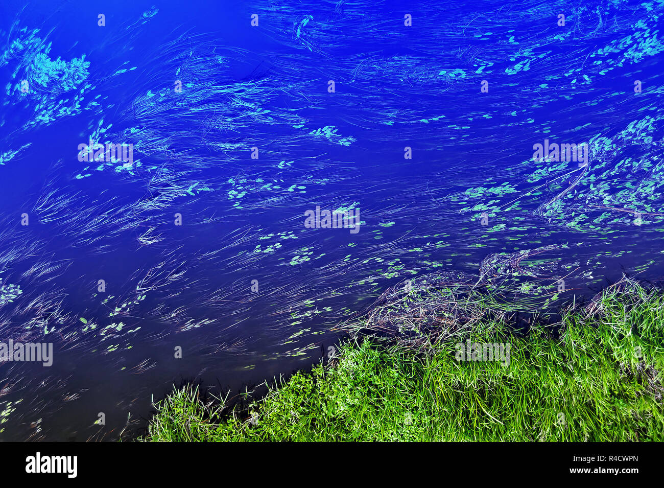Horizontal river flow view from above background Stock Photo - Alamy