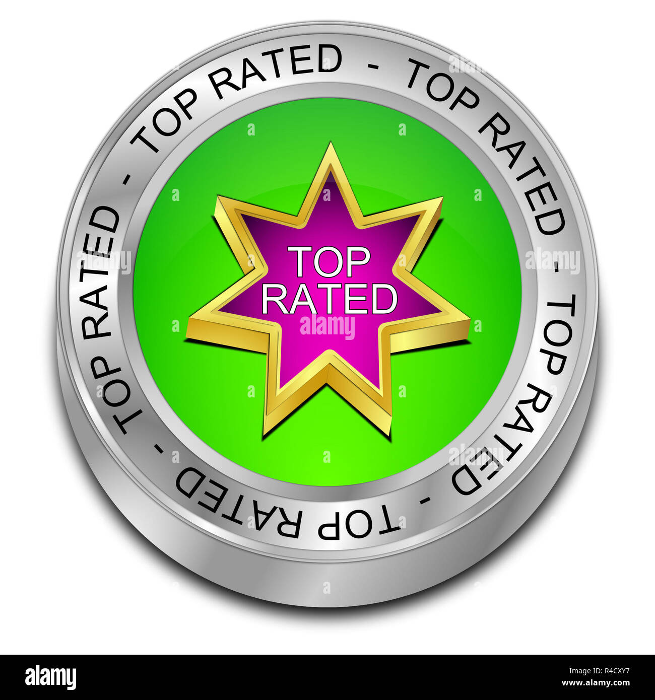 green Top Rated Button - 3D illustration Stock Photo - Alamy