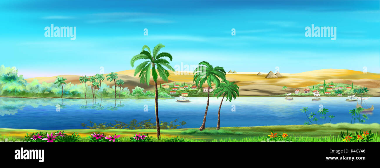 Ancient egypt landscape painting hi-res stock photography and images ...