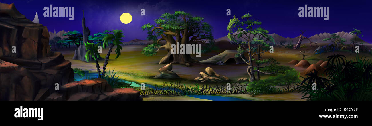 Beautiful Natural Landscape in Africa. Night Stock Photo - Alamy