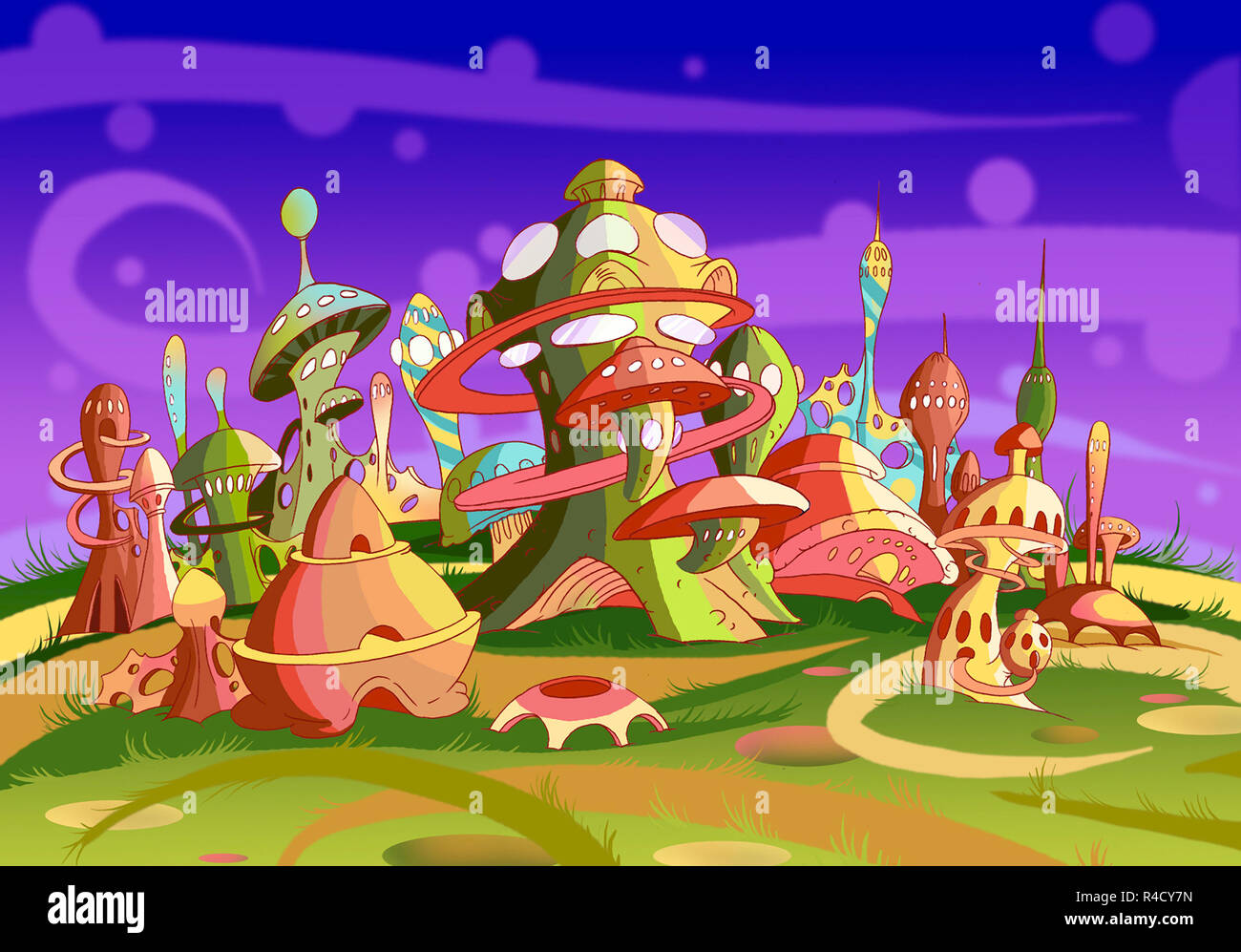Mystery Wonderland. Fantastic Alien City Stock Photo - Alamy