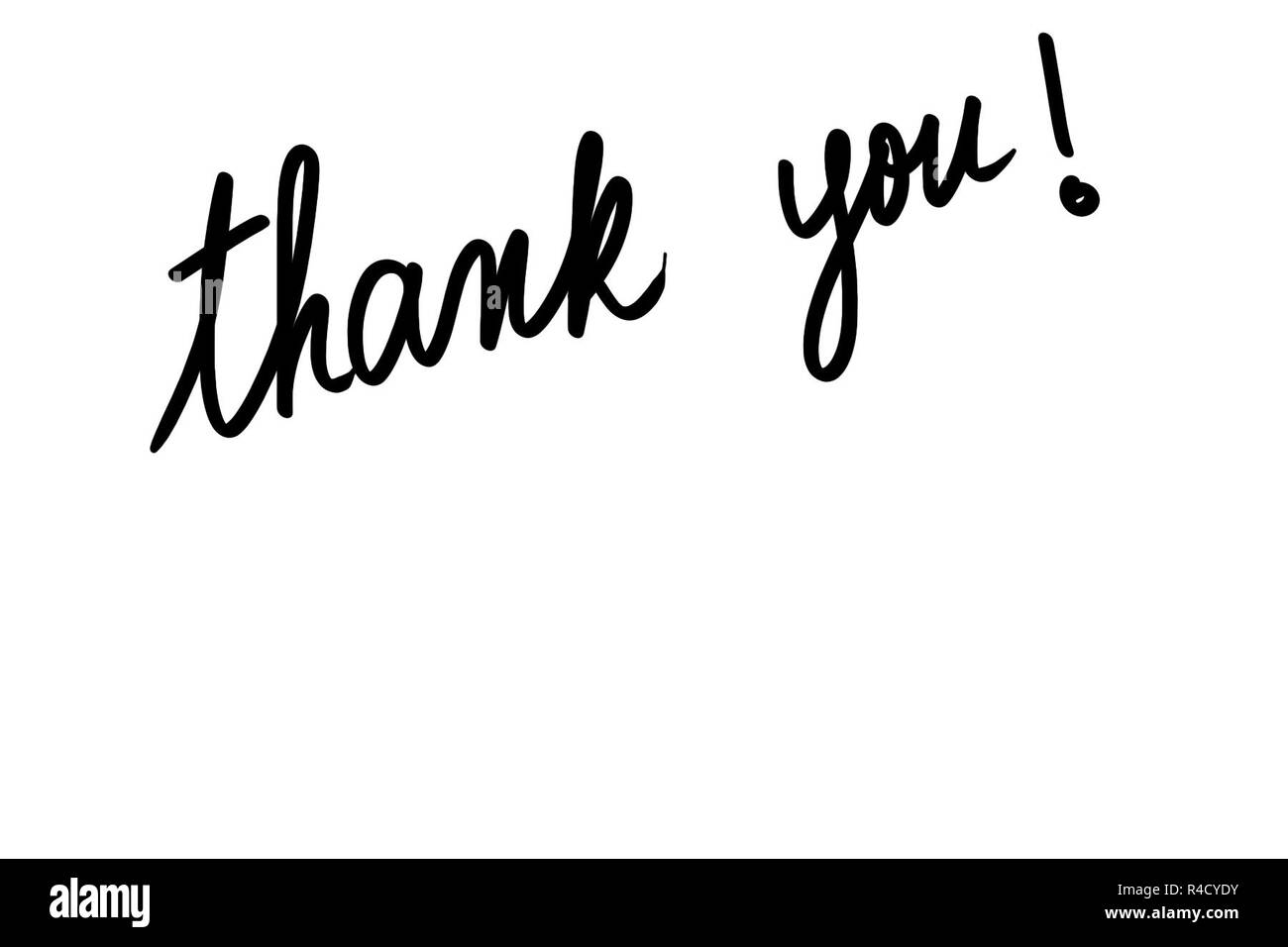 Thank card handwritten lettering Black and White Stock Photos & Images ...