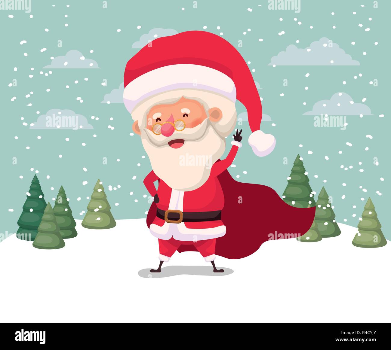 little santa claus character in snowscape Stock Vector Image & Art - Alamy