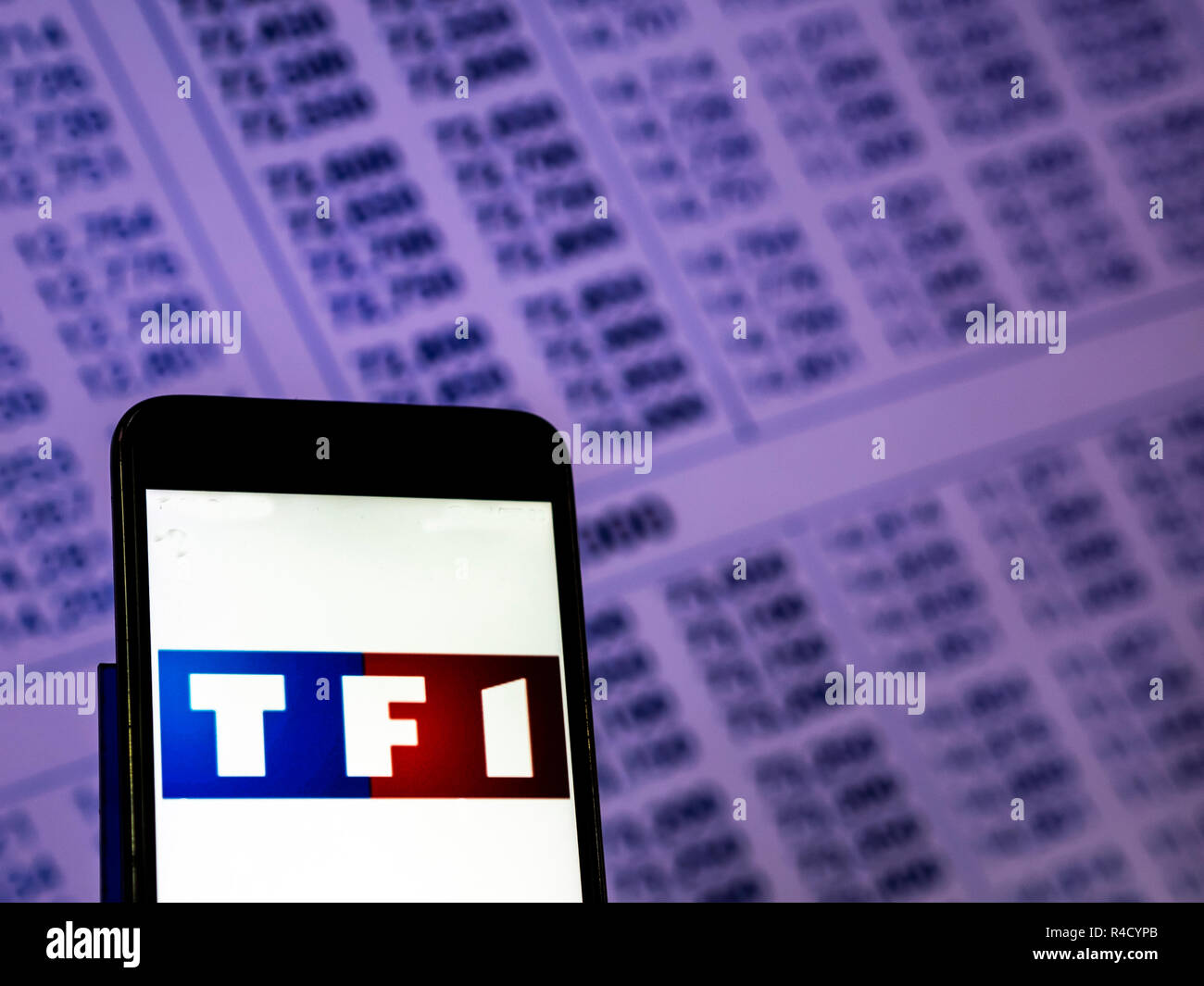 TF1 TV network logo seen displayed on smart phone Stock Photo - Alamy