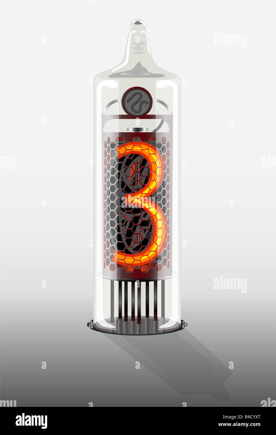 Digit 3 on vintage vacuum tube display Stock Photo - Alamy