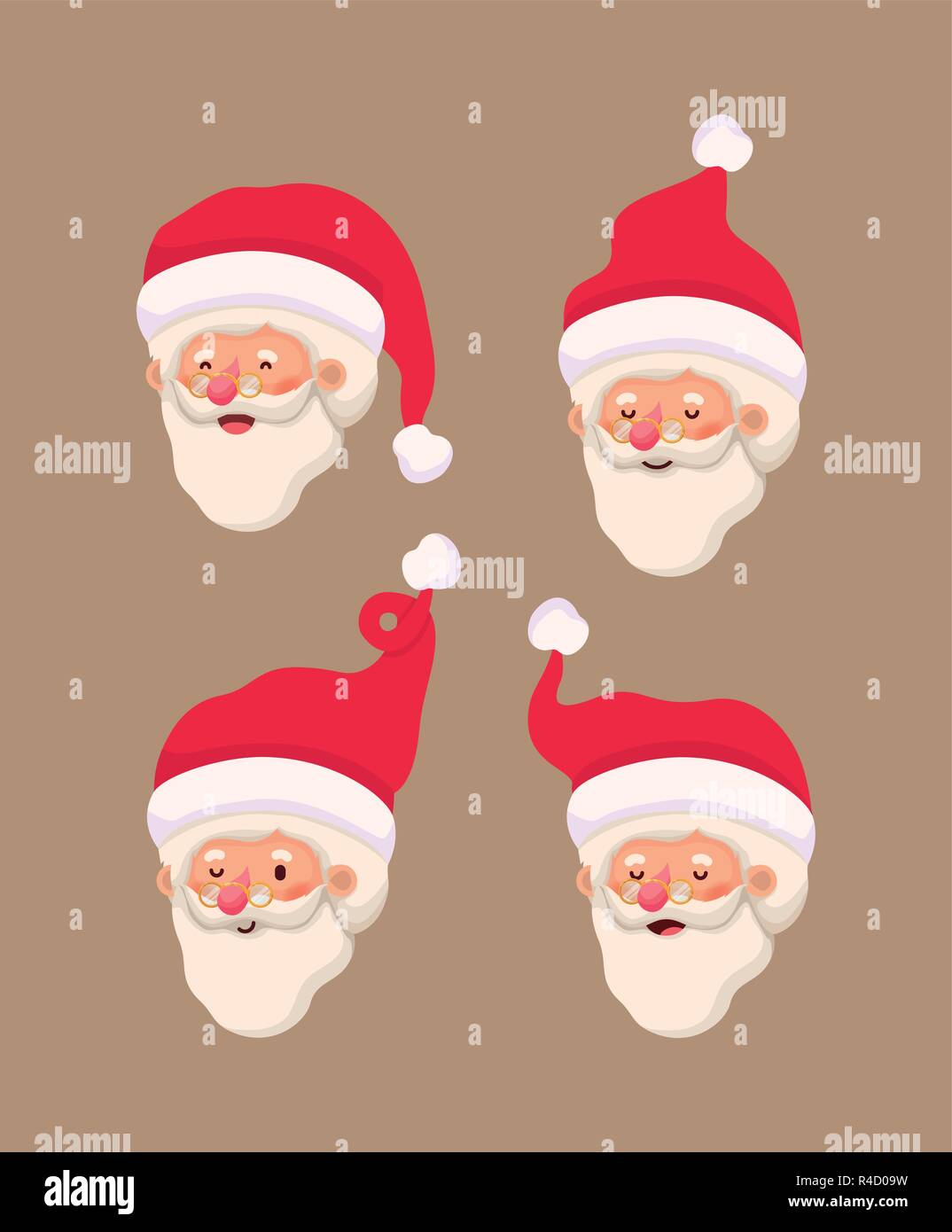 group of little santa claus heads characters Stock Vector Image & Art ...