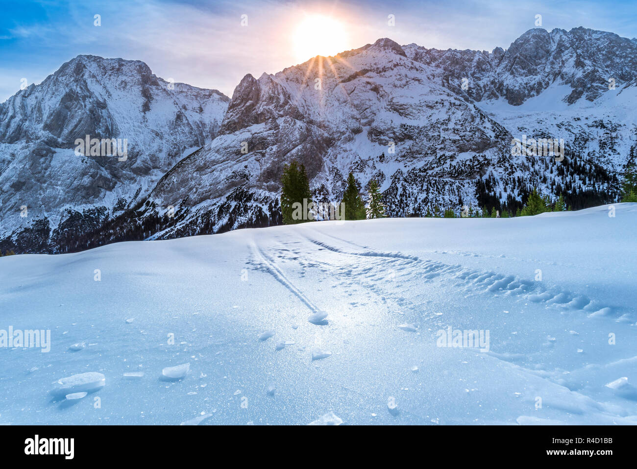 Ice crust over snowy mountains and pastures Stock Photo - Alamy