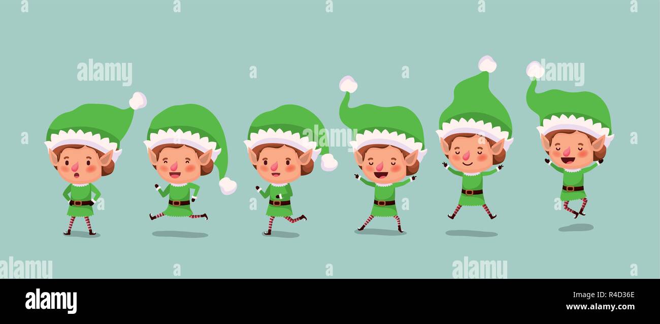 group of elf santa helpers characters Stock Vector Image & Art - Alamy