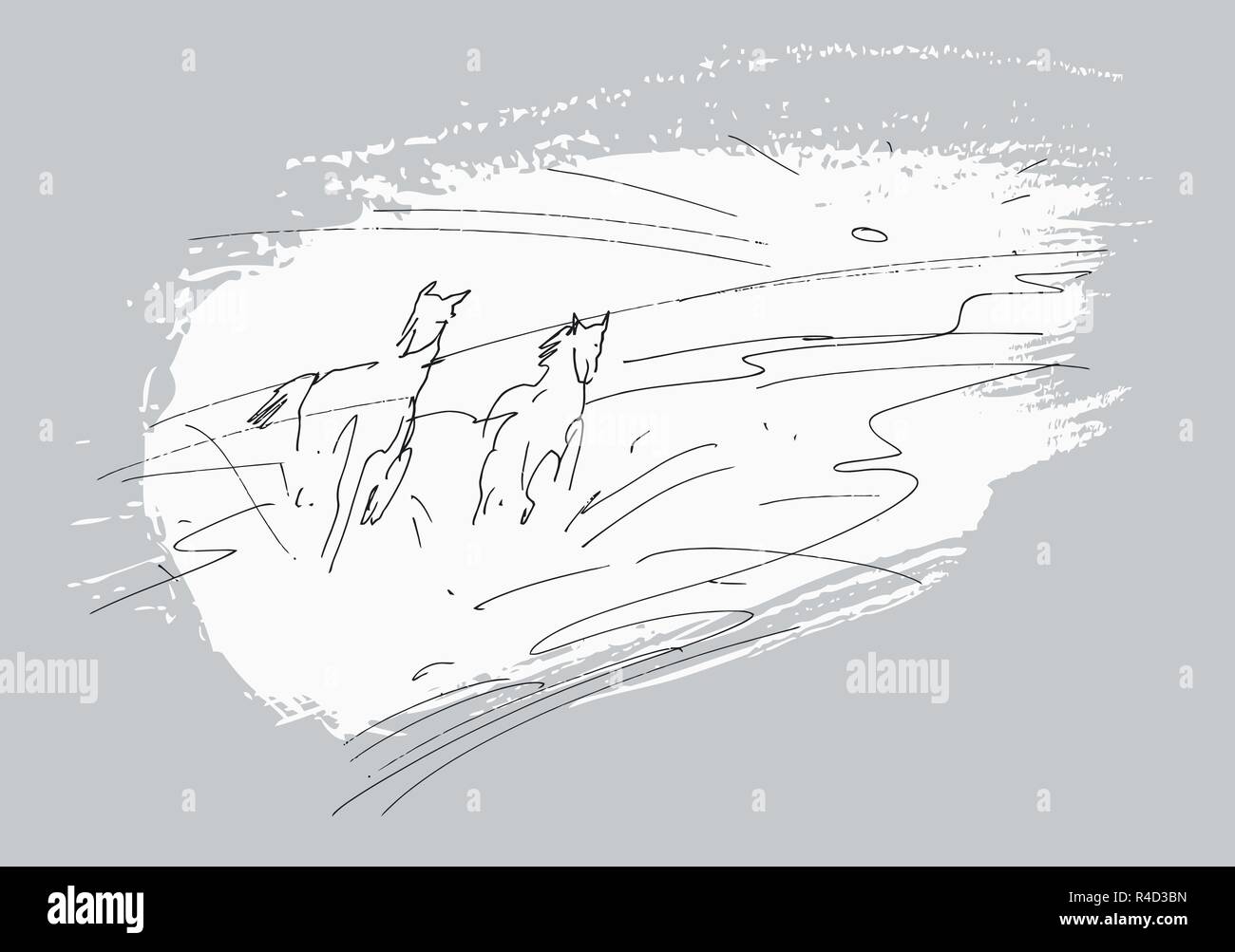 Running horses drawing hi-res stock photography and images - Alamy