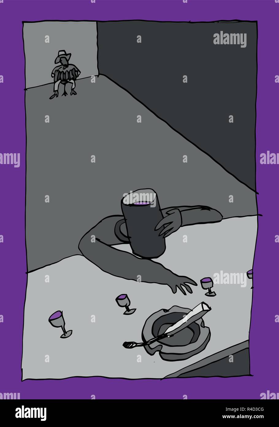 Sad man drinking bar cartoon hi-res stock photography and images - Alamy