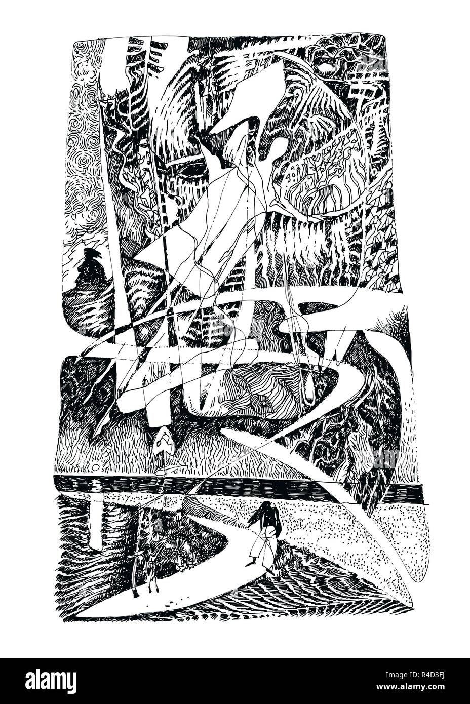 Vintage black white landscapes Cut Out Stock Images & Pictures - Alamy