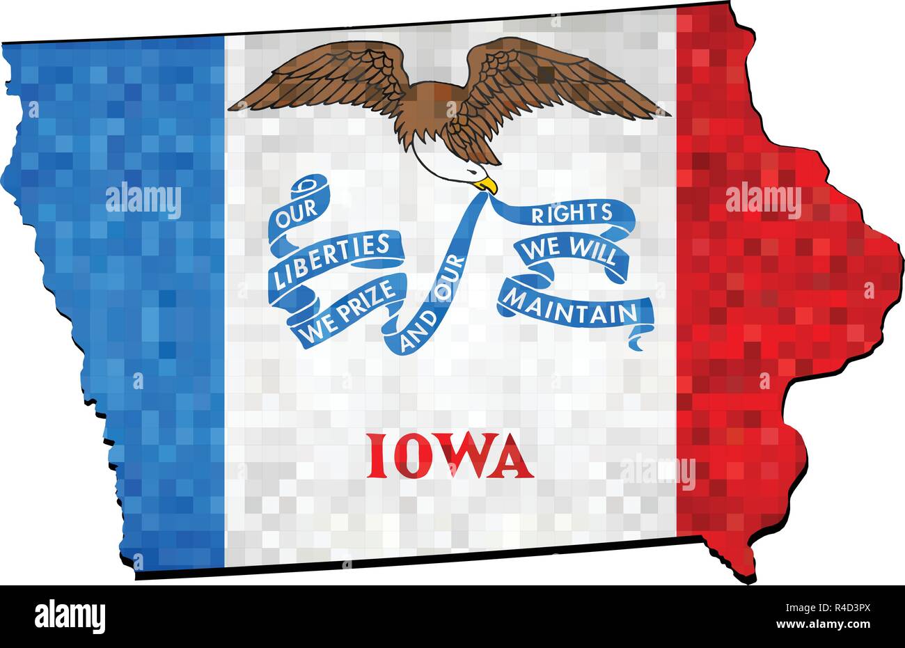 Grunge Iowa map with flag inside - Illustration, Map of Iowa vector ...