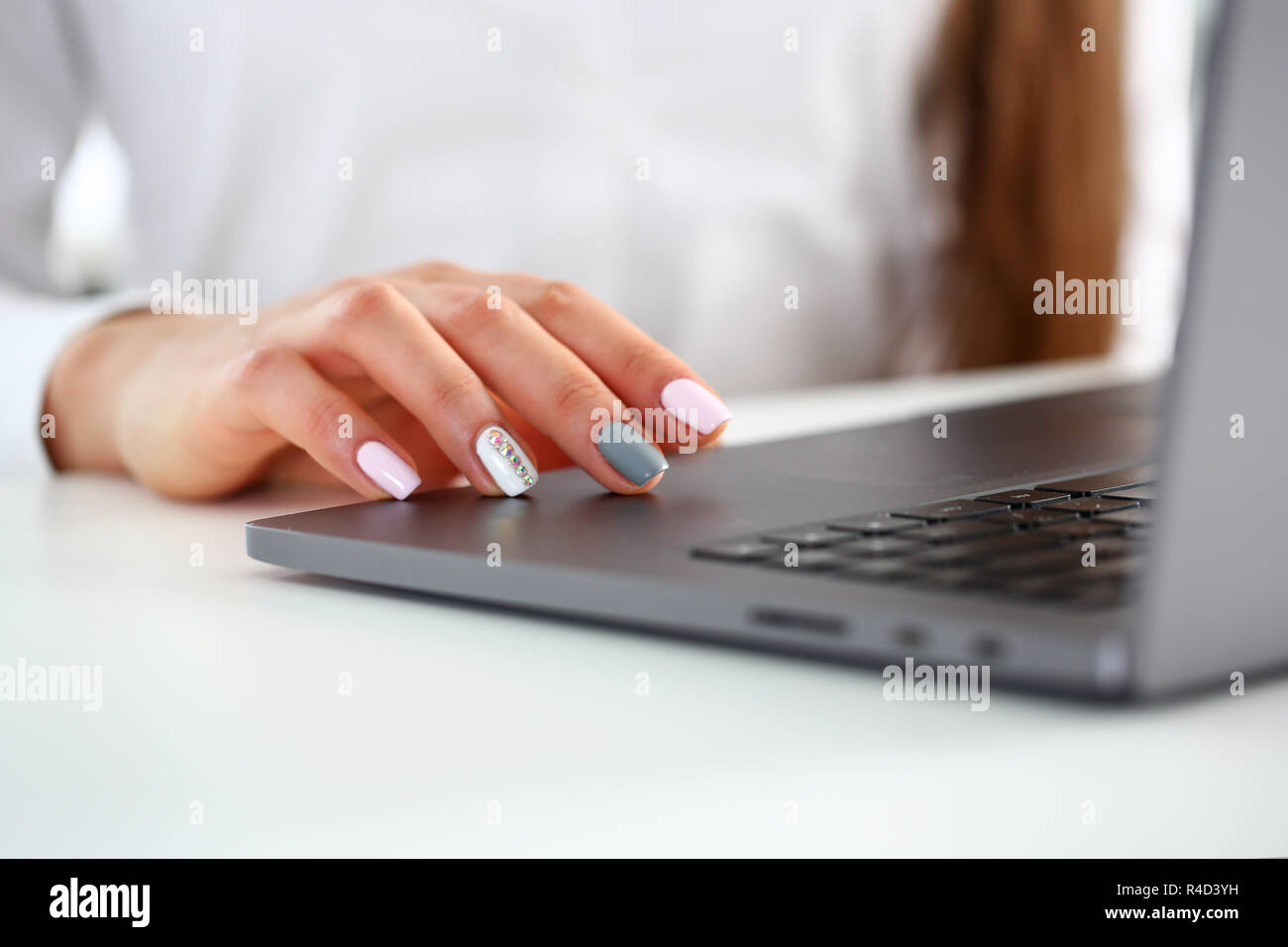 Female arms in typing hi-res stock photography and images - Alamy