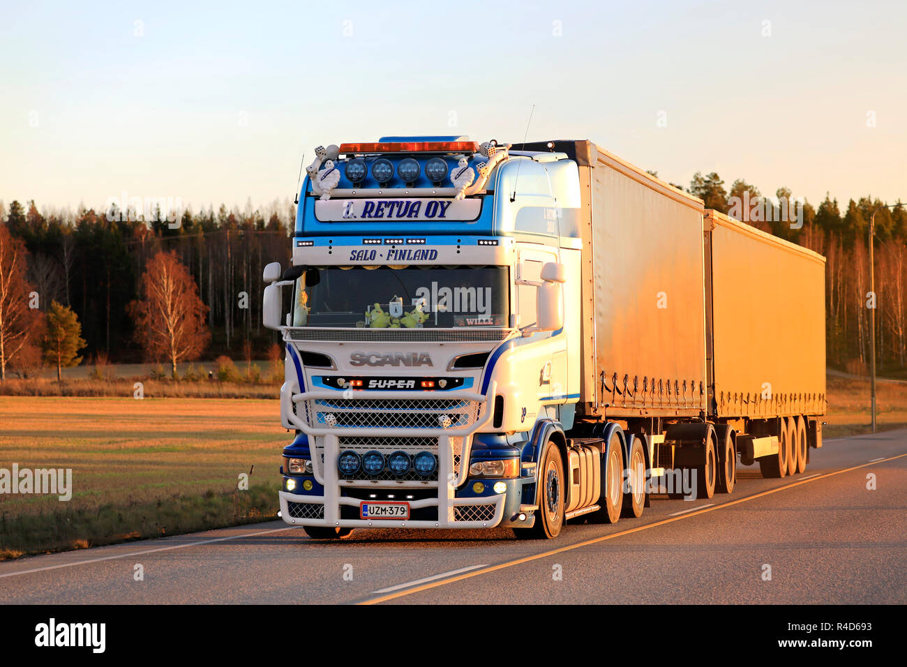 Salo, Finland - November 18, 2018: Customized super Scania R500 truck ...