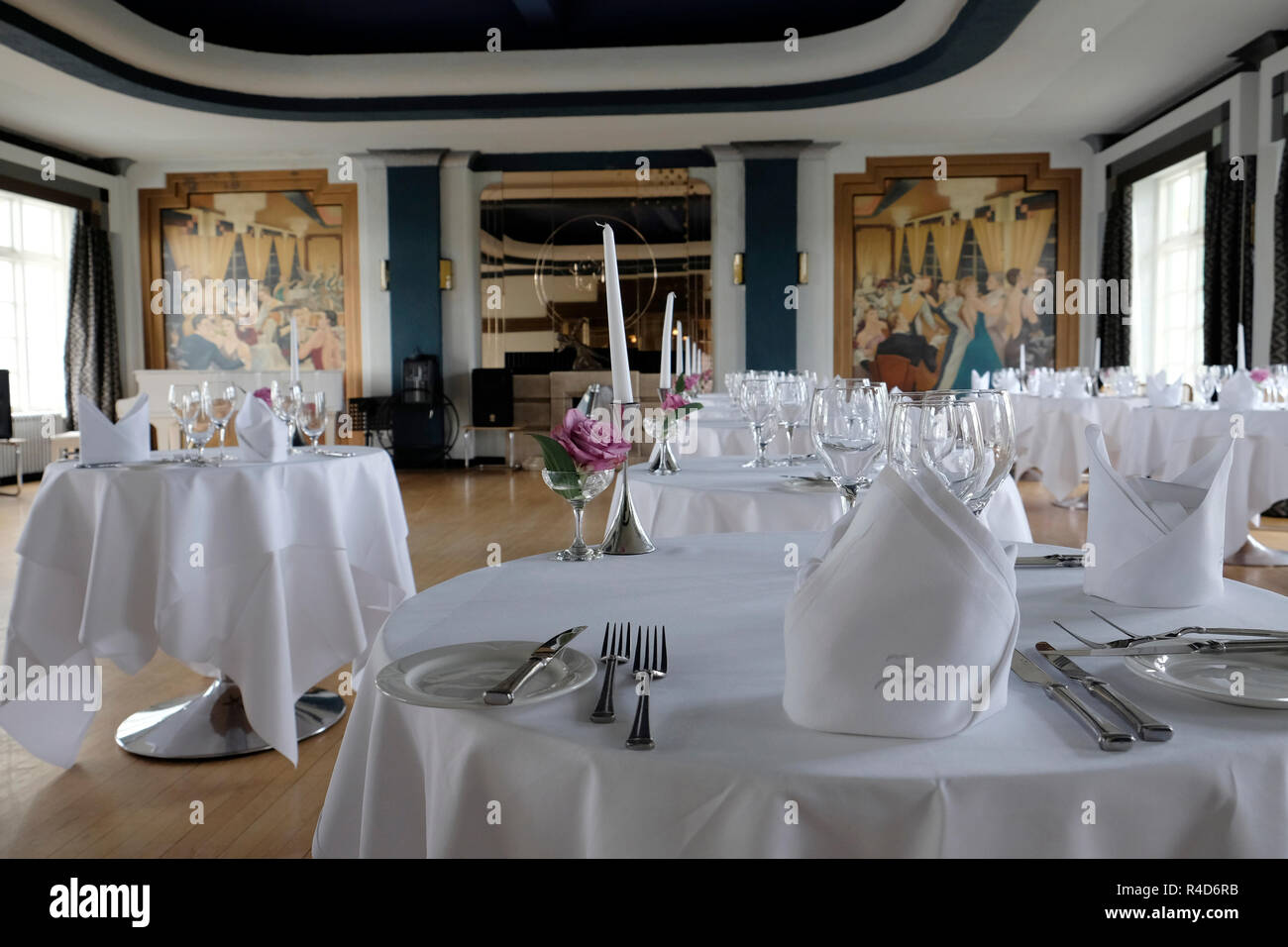 Interior shot of the Ballroom at Burgh Island Hotel, Bigbury-on-Sea ...