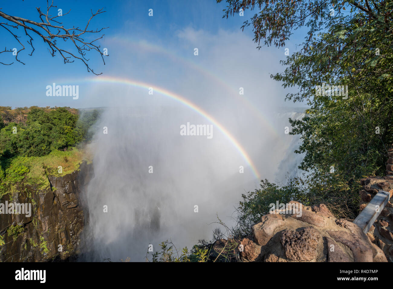 Double rainbow in spray at Victoria Falls Stock Photo - Alamy