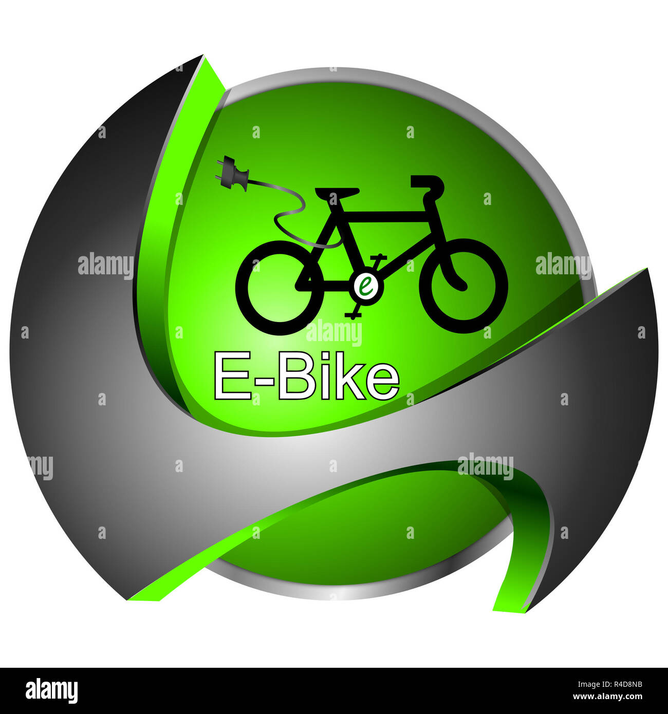 decorative glossy green E-Bike Button - 3D illustratiob Stock Photo - Alamy