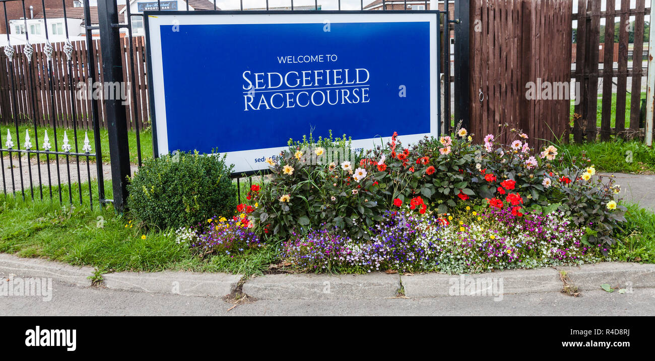 Entrance sign at Sedgefield Racecourse at Sedgefield,Co.Durham,England ...