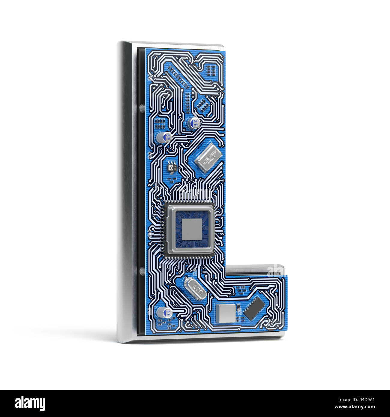 Letter L. Alphabet in circuit board style. Digital hi-tech letter ...