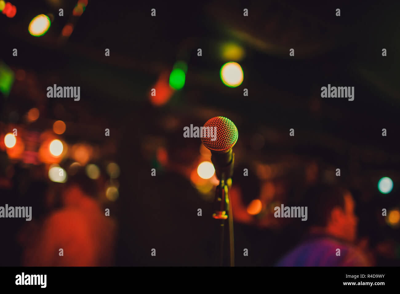 Microphone. Microphone close-up. A pub. Bar. A restaurant. Classical ...
