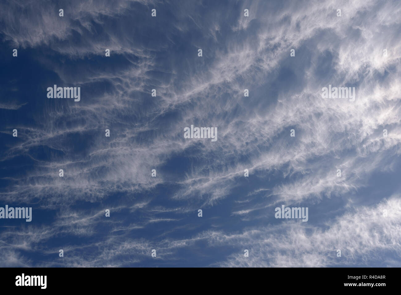 Gorgeous reticulated looking clouds, white cirrocumulus against a blue ...