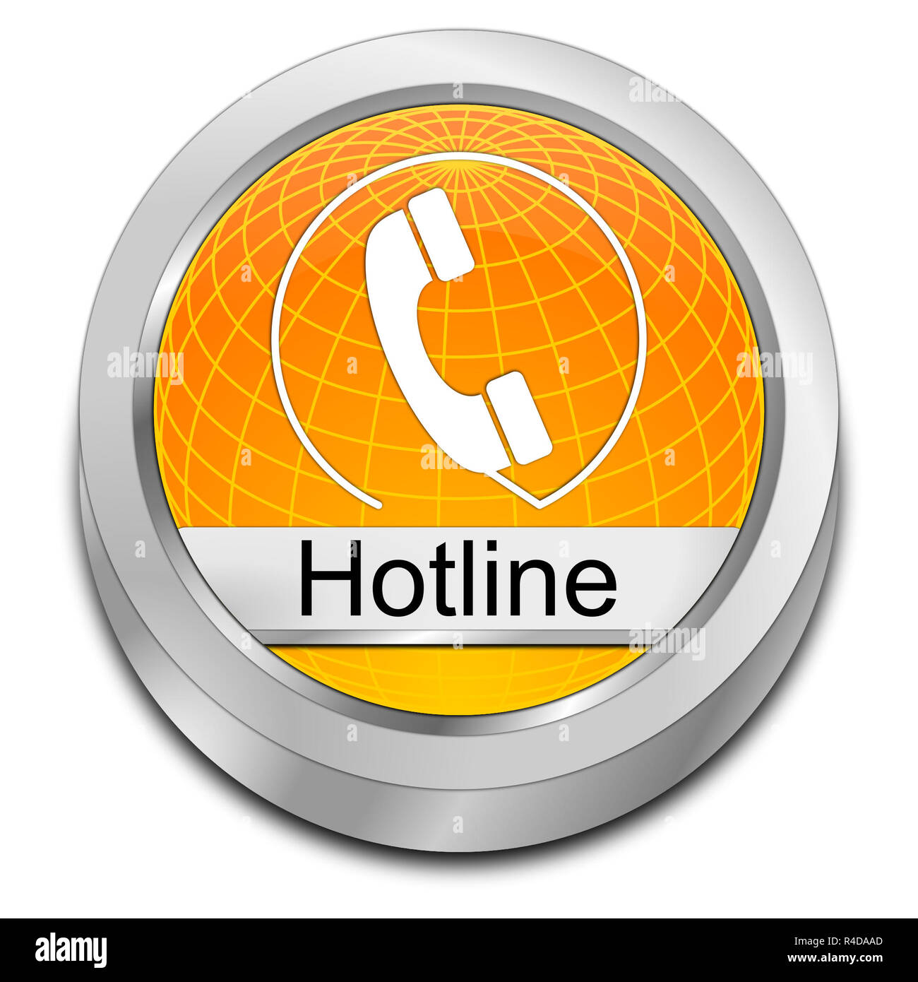 decorative orange Hotline Button - 3D illustration Stock Photo - Alamy