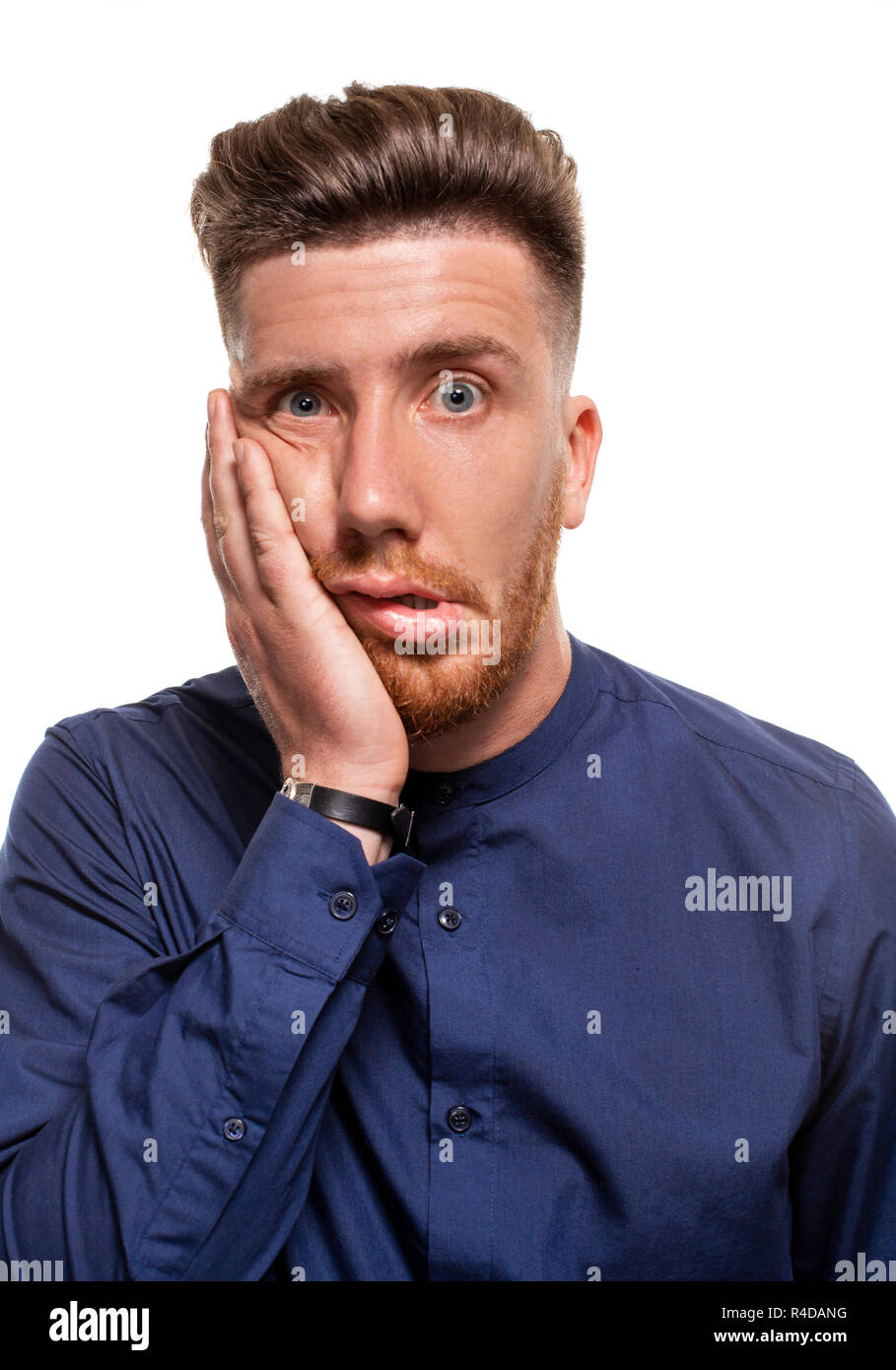 Depressed man hands over face hi-res stock photography and images - Alamy