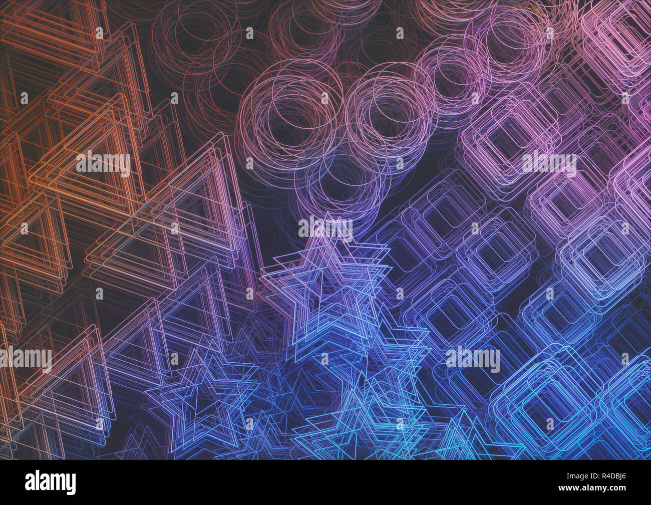 3D illustration. Artistic abstract tubular structure. Image with light ...