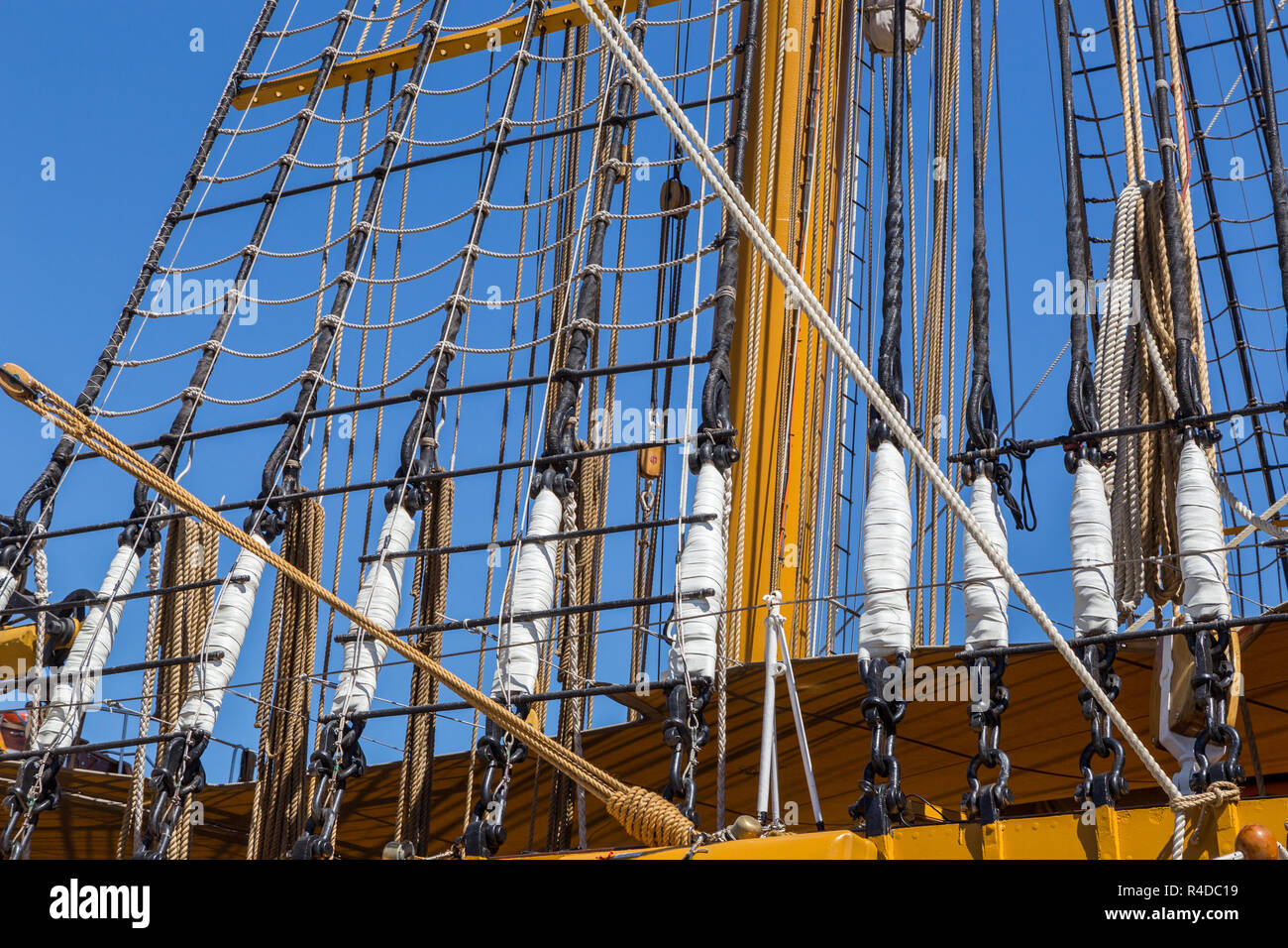 details equipment of ship on deck Stock Photo - Alamy