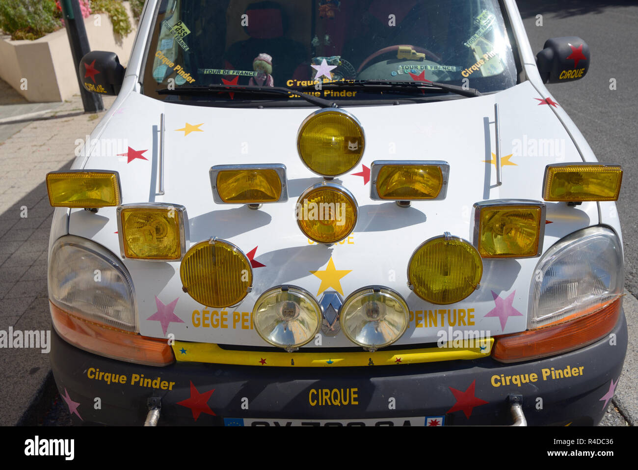 Custom Car or Customized Circus Car with Multiple Headlights Stock ...