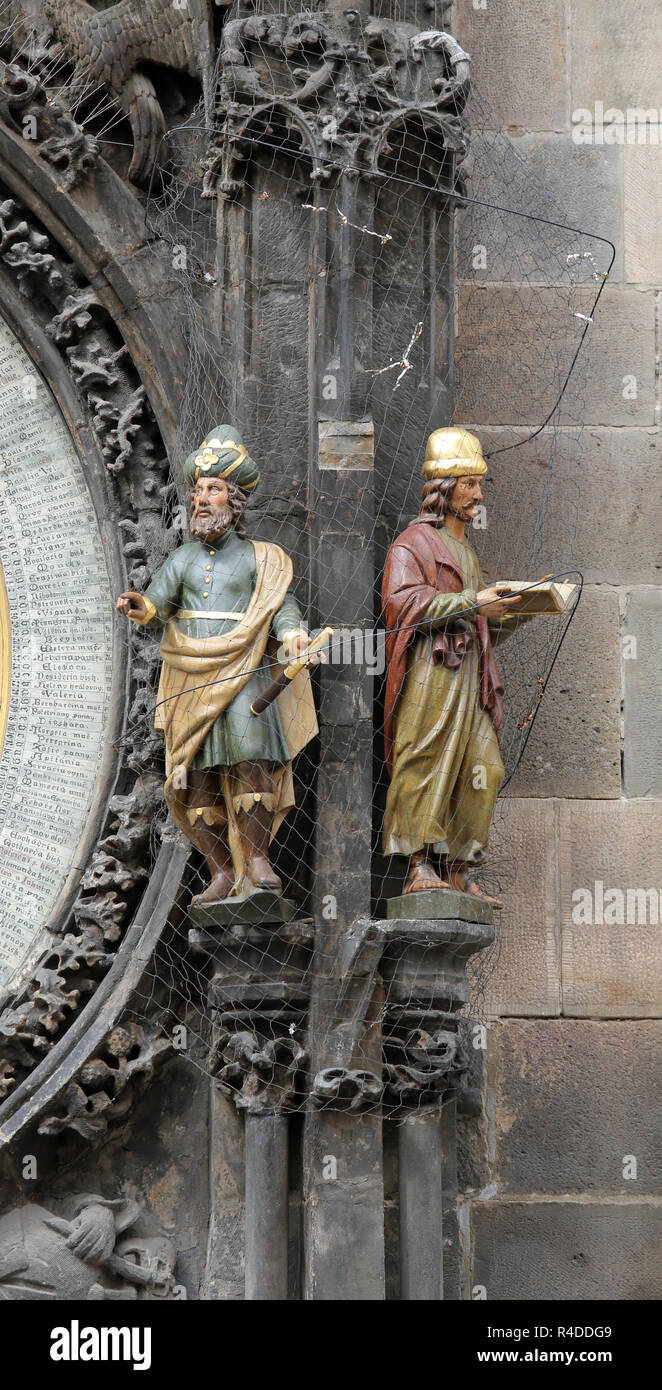details of old figures of Astronomical Clock in Prague the capital of ...