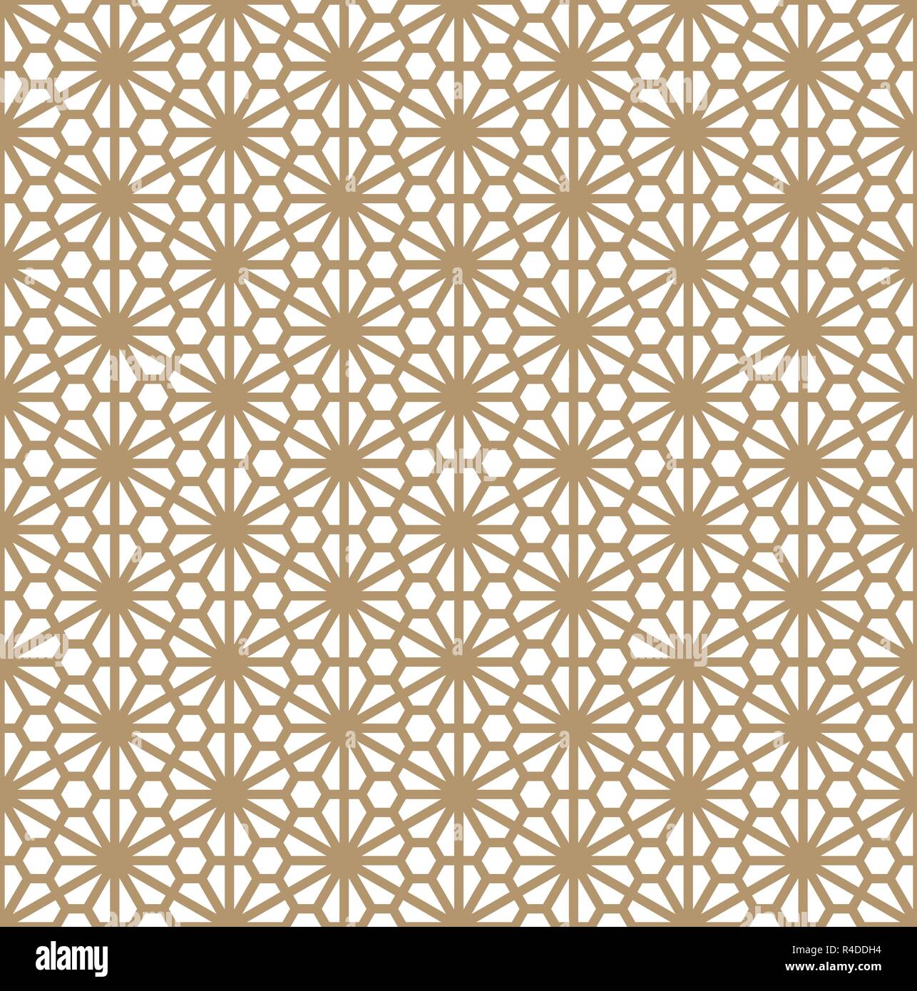 Japanese seamless Kumiko pattern in golden silhouette with thick lines ...