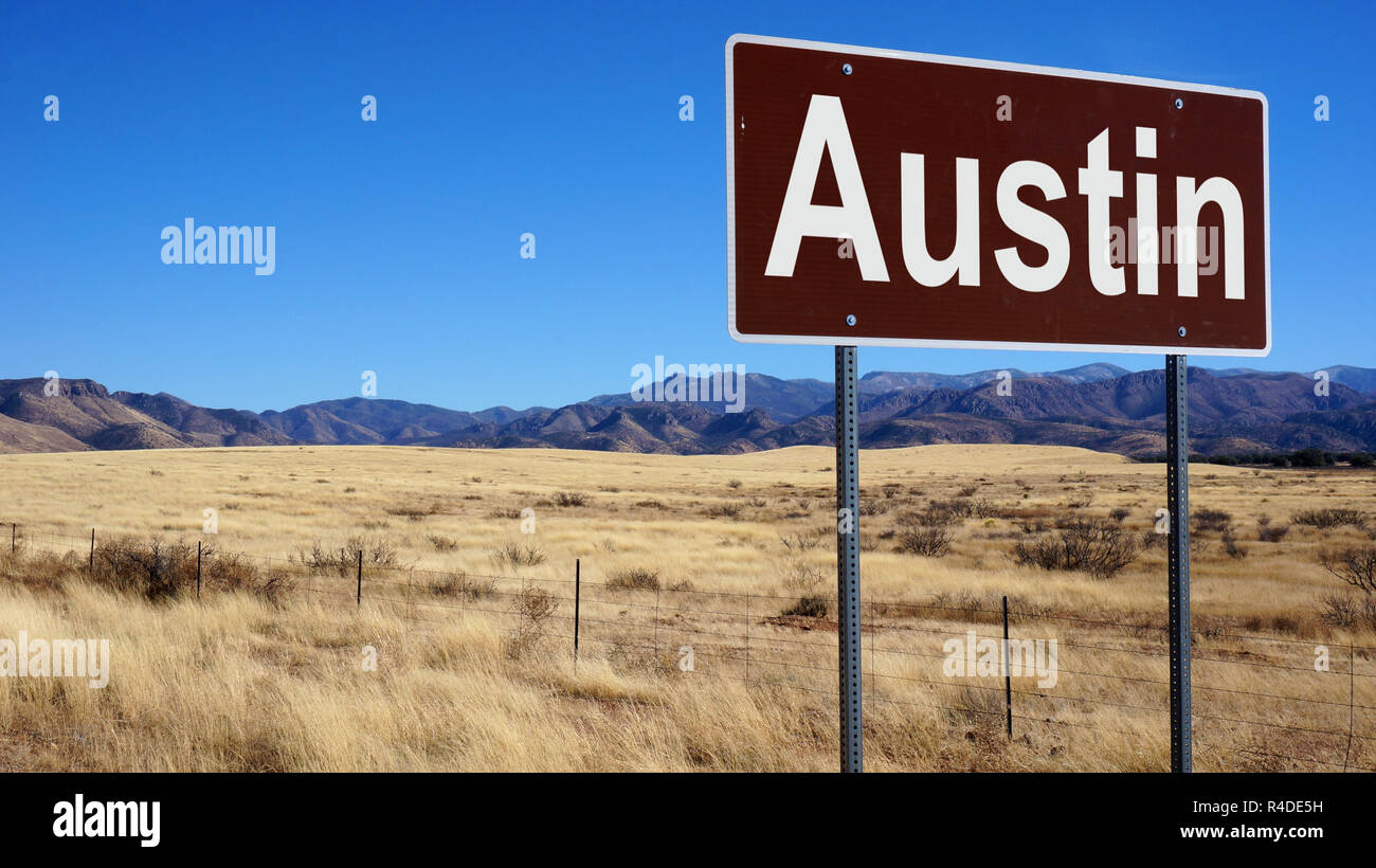 Austin road sign Stock Photo - Alamy