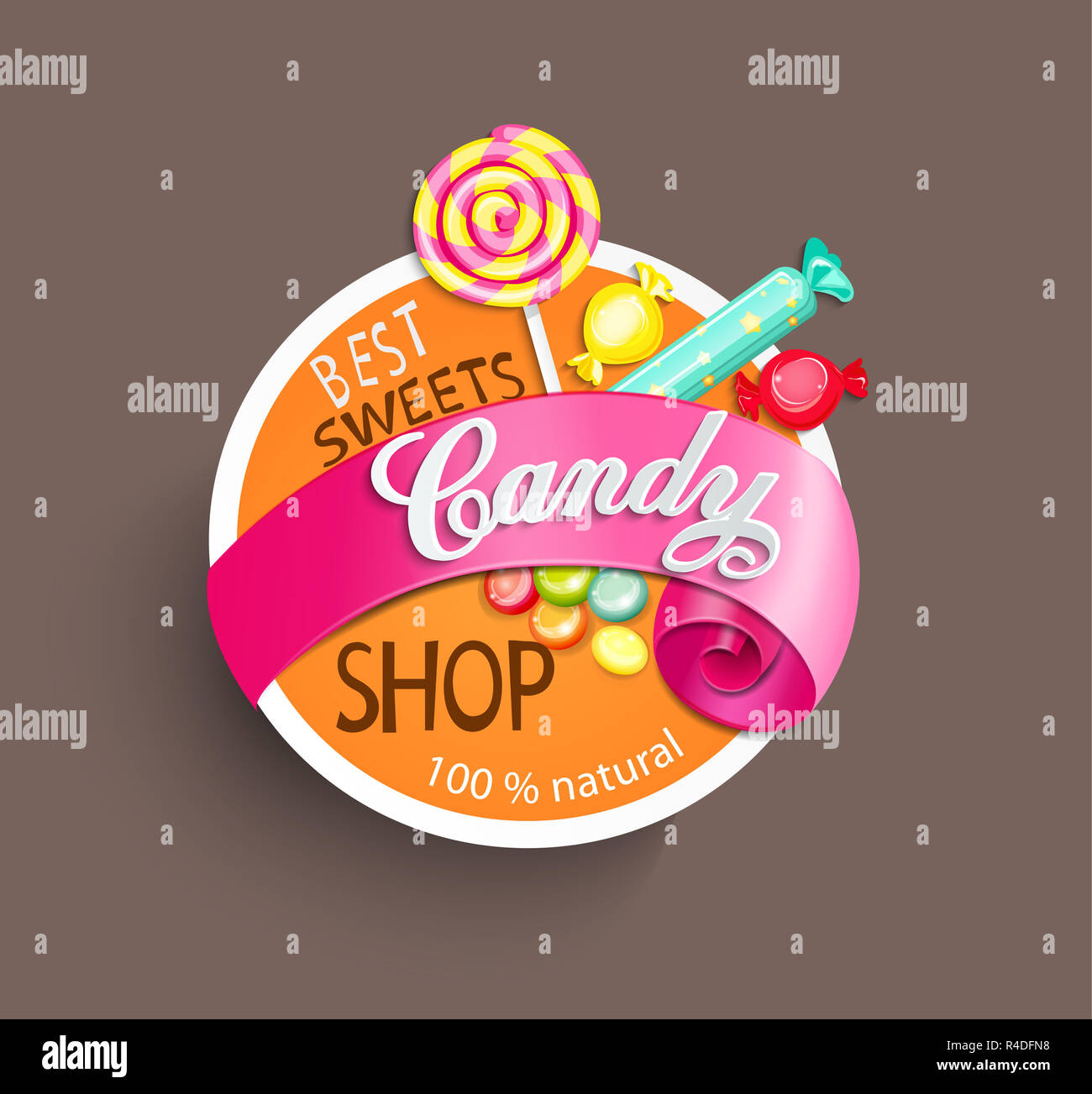 Candy shop label Stock Photo - Alamy
