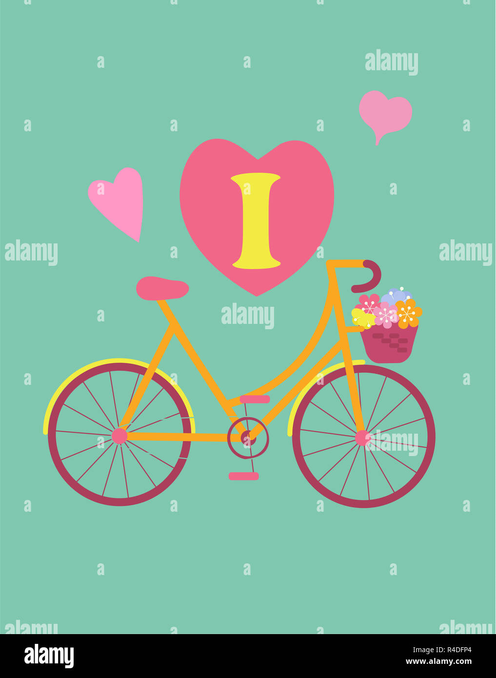 Bicycle concept vintage colour poster Stock Photo - Alamy