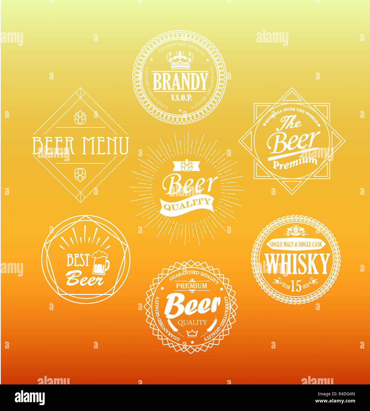 Beer emblems, vector Stock Photo - Alamy