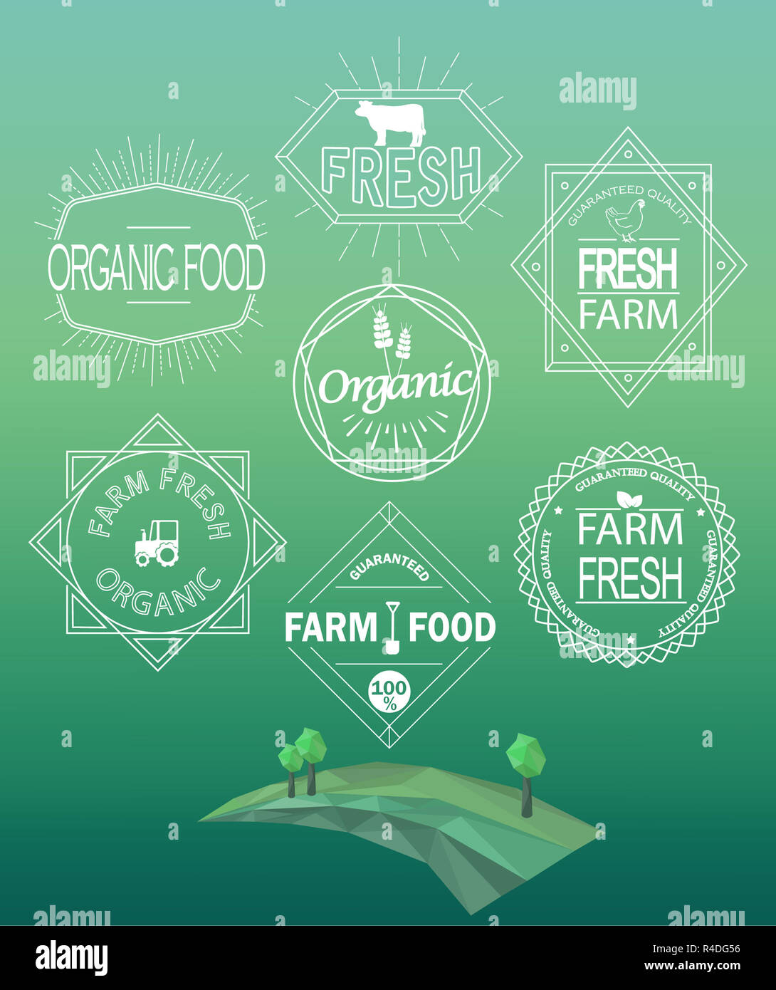 Vector farm fresh logos and emblems Stock Photo - Alamy