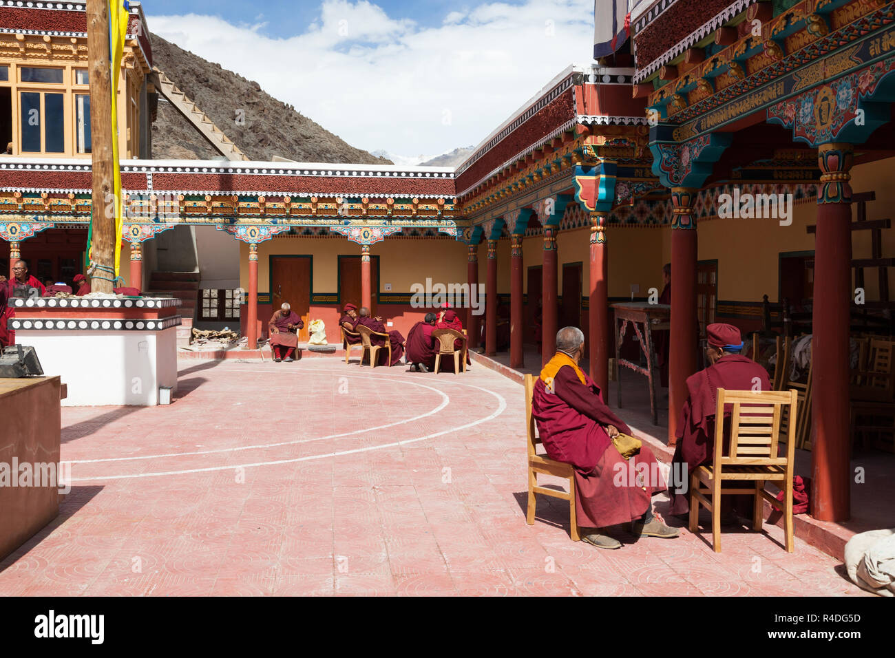 Buddhist monks in Chemrey Gompa, Ladakh, Jammu and Kashmir, India Stock ...