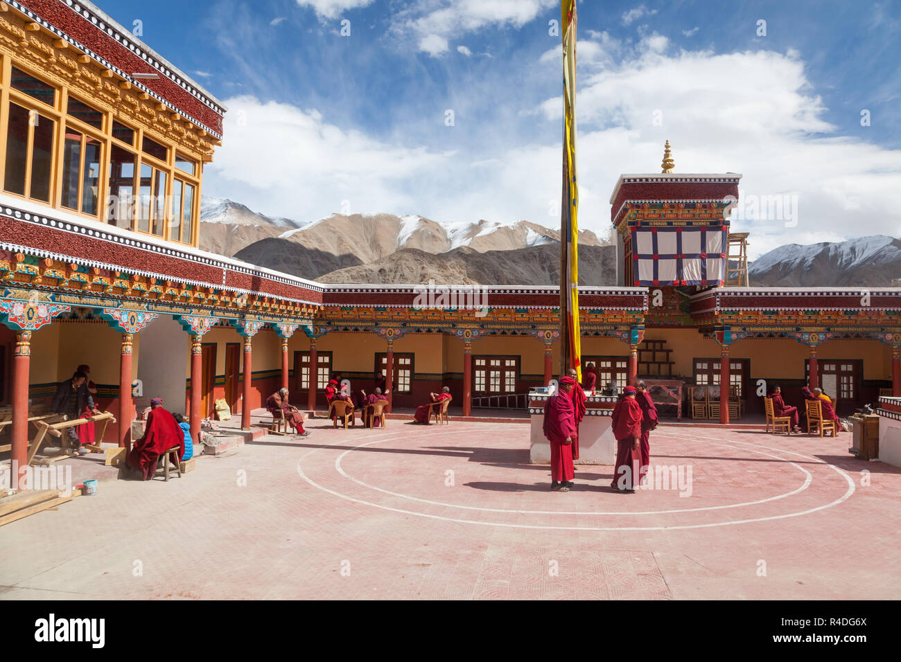 Buddhist monks in Chemrey Gompa, Ladakh, Jammu and Kashmir, India Stock ...