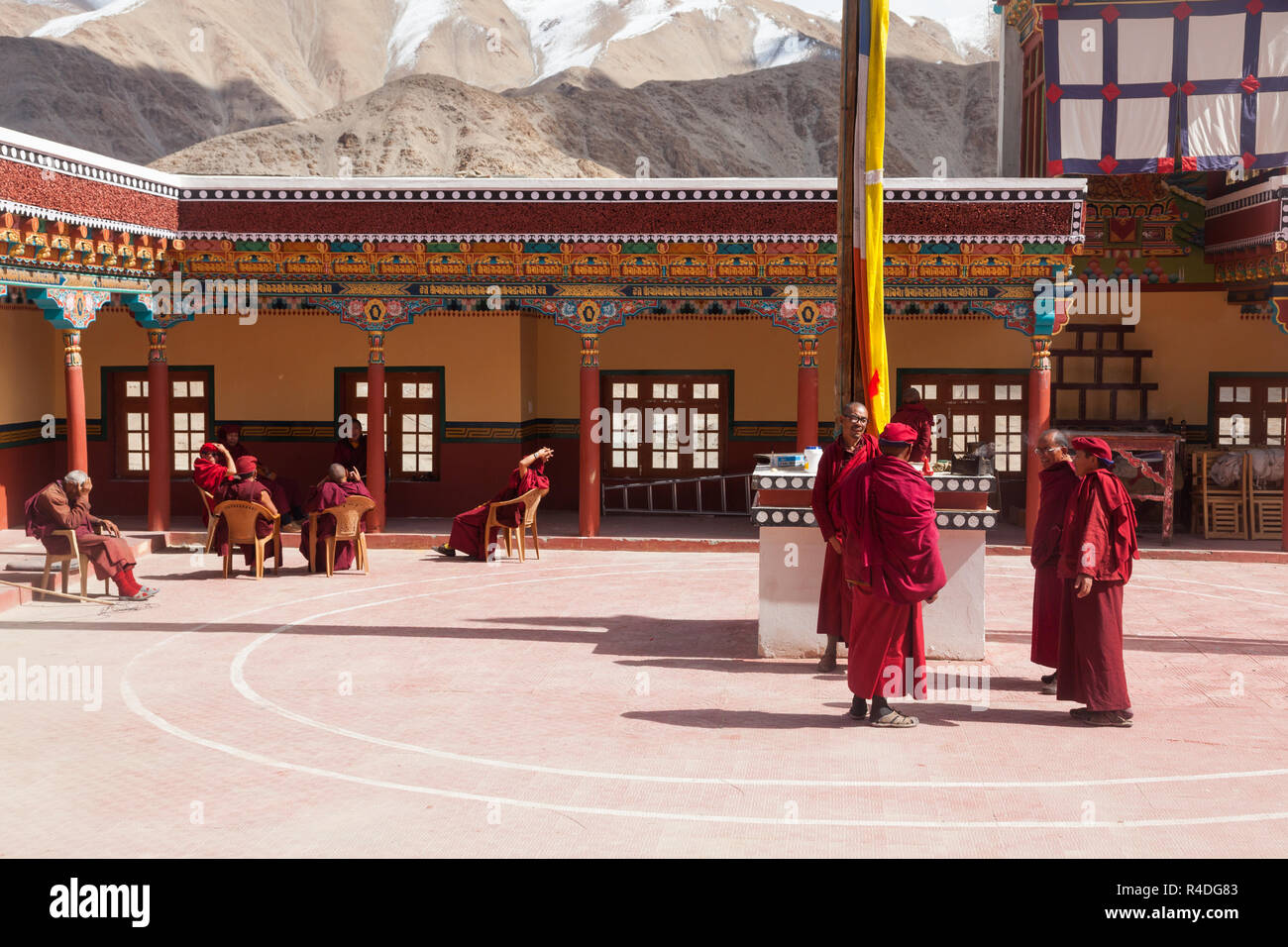 Buddhist monks in Chemrey Gompa, Ladakh, Jammu and Kashmir, India Stock ...
