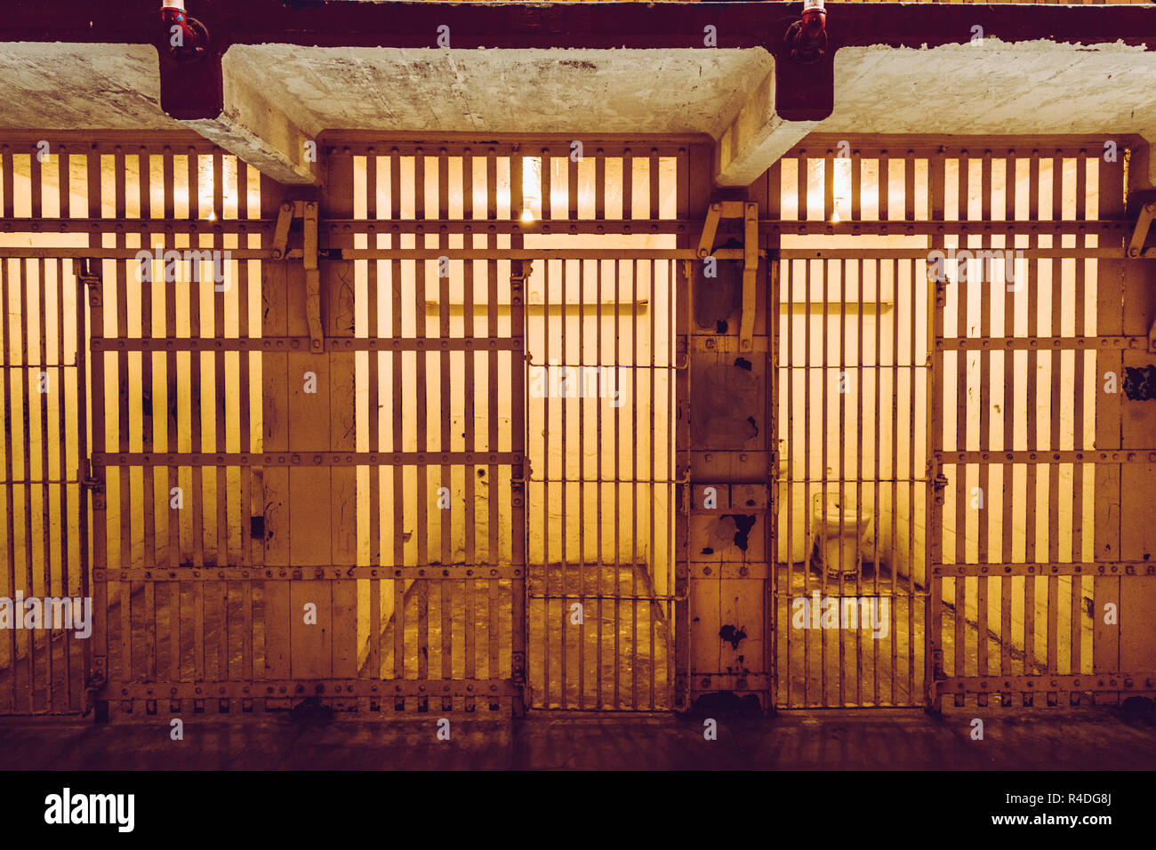 Cells of the Alcatraz Island, formerly a military prison and today a ...