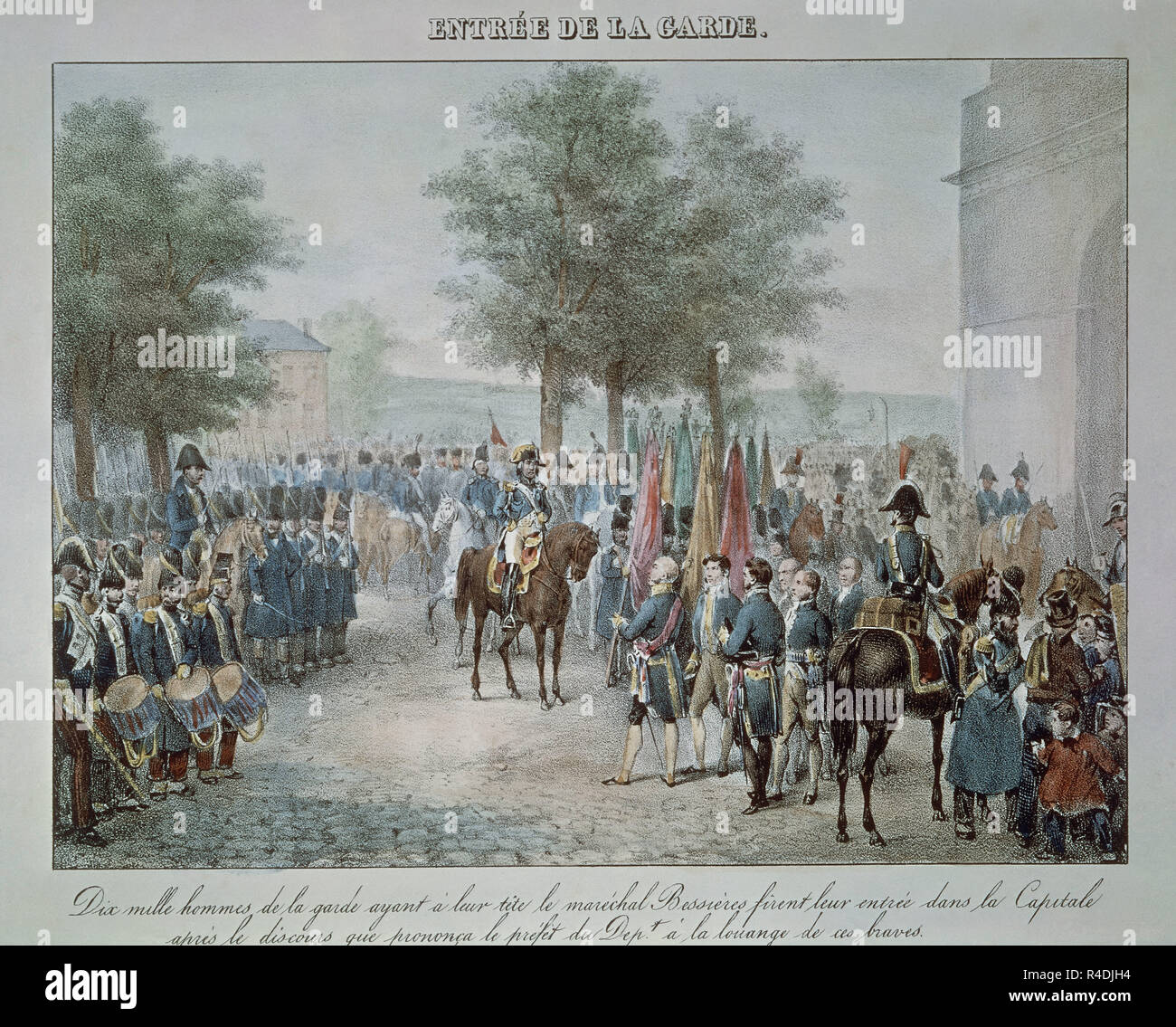 French Marshal Bessières entering Paris. Engraving. Paris, private ...