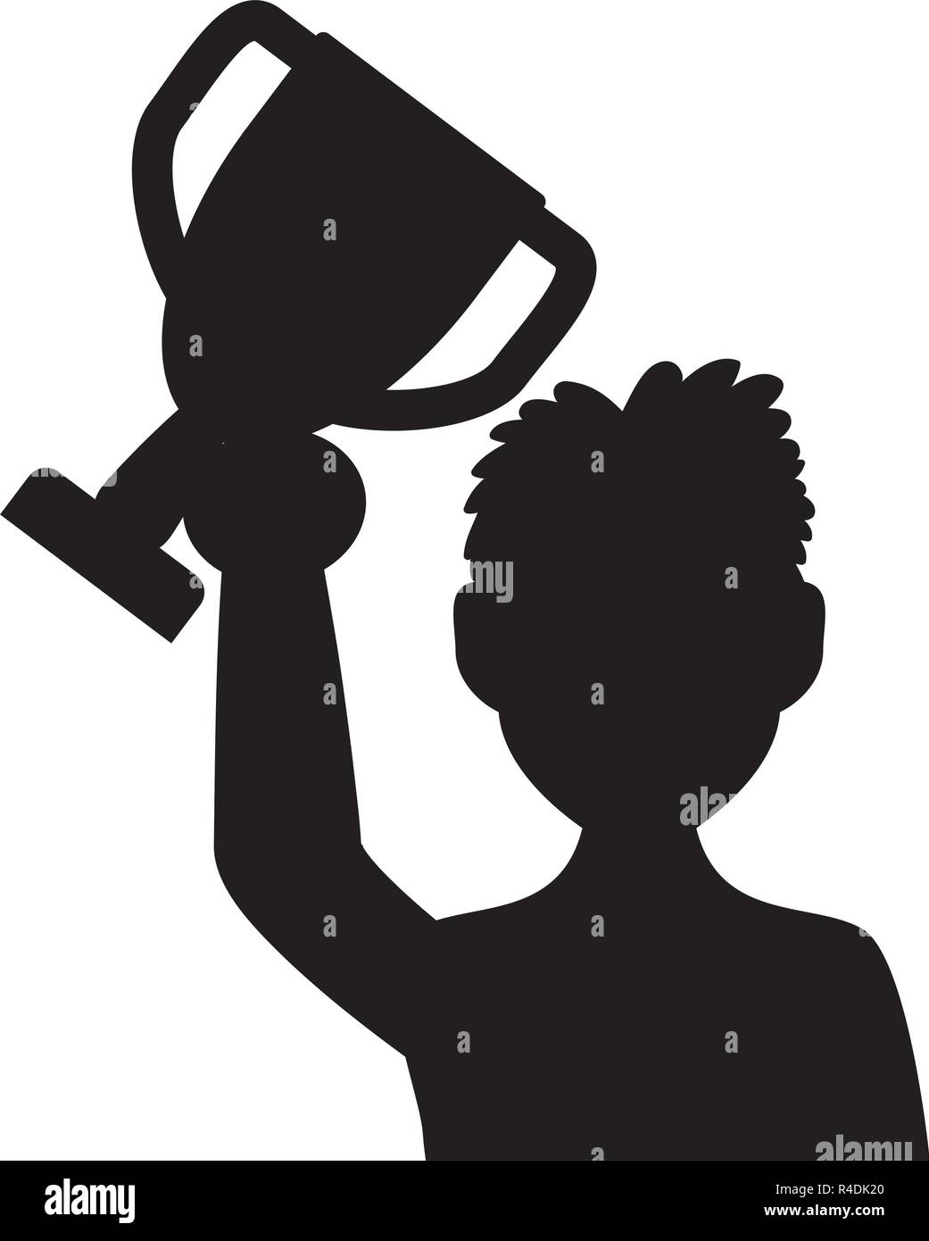 human figure with trophy silhouette vector illustration design Stock ...